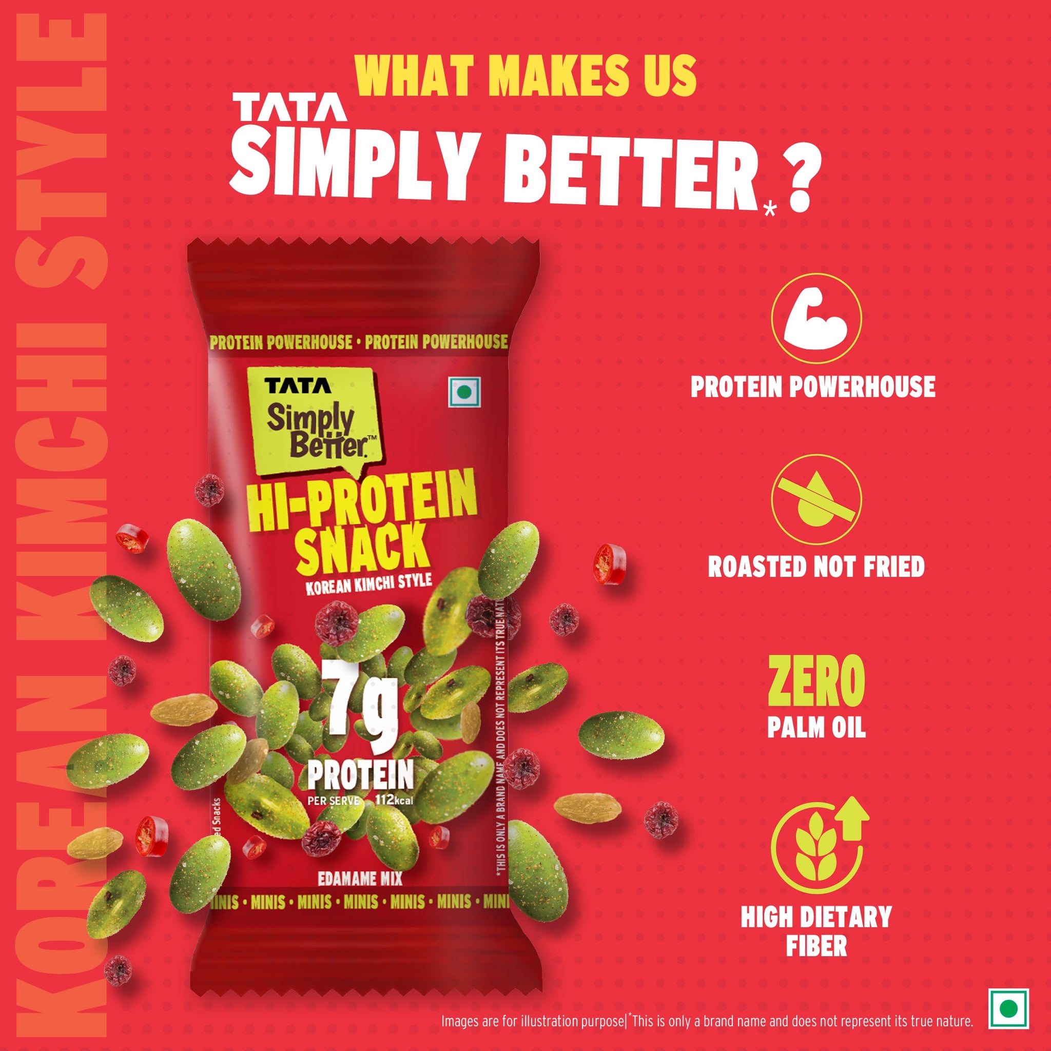 Tata Simply Better Hi-Protein Edamame Snack Korean Kimchi Style Mix ...